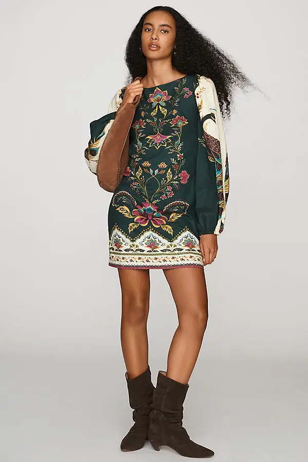 Farm Rio X Len Blend Long-sleeve Mi Dress