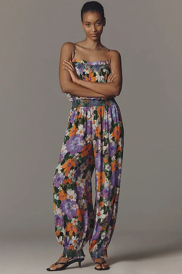 Plenty By Tracy Reese Cami Blouson Jumpsuit - Purple Garden