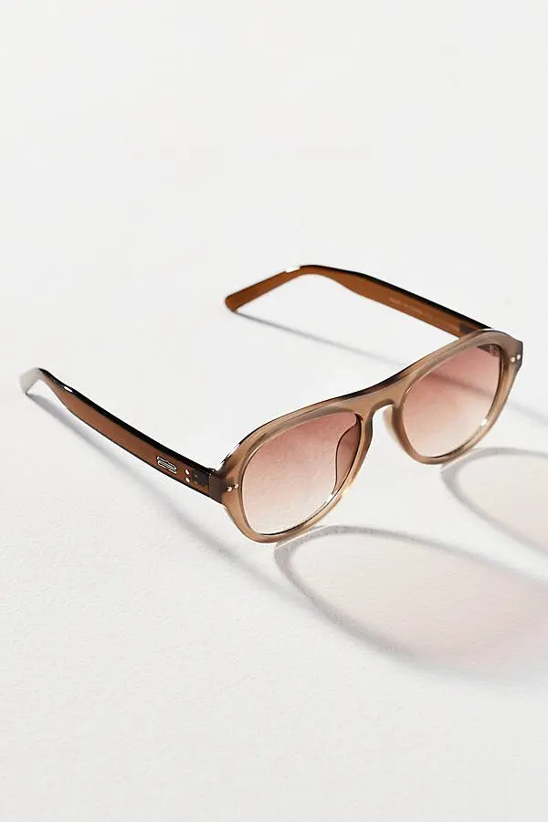 ANGLO Translucent Aviator Sunglasses - Light Brown