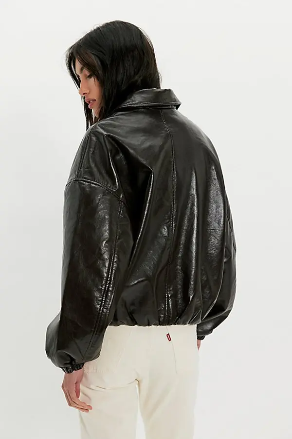 Citizens Of Humanity Leather Bomber Jacket With Bubble Hem
