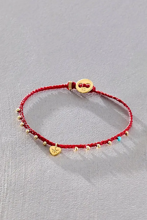 SCOSHA Diamond Heart Charm Bracelet - Red