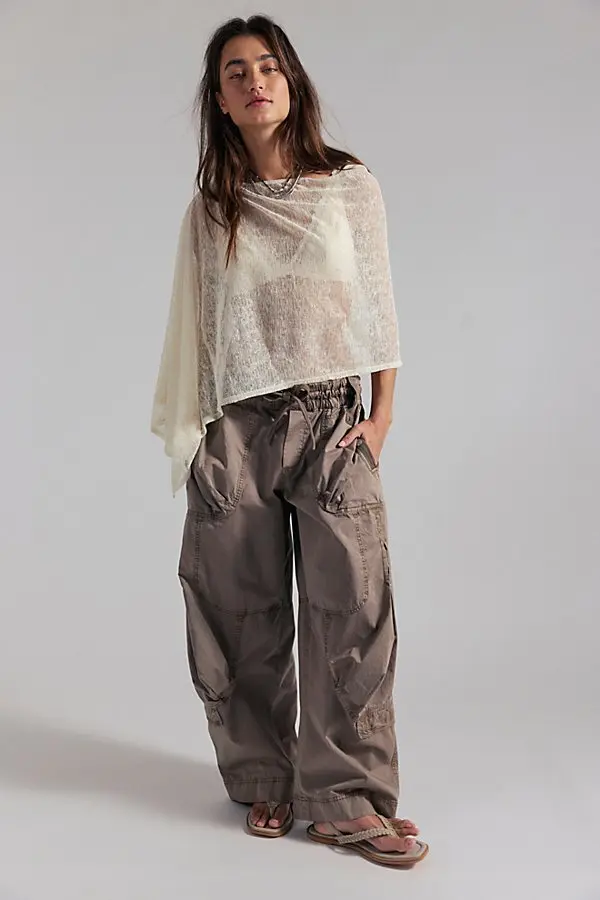 Free People Textured Boatneck Poncho - Ivory