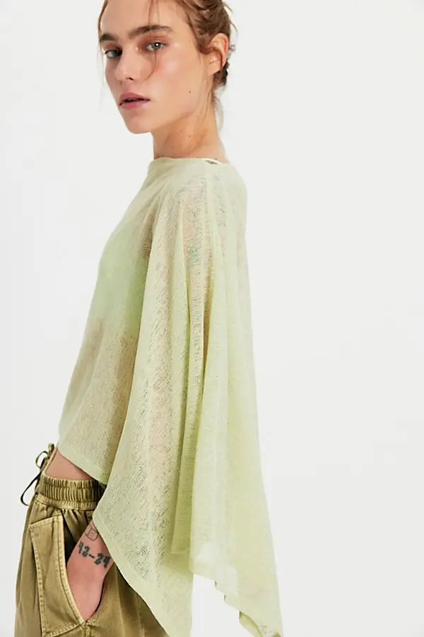 Free People Maggie Everyday Poncho - Lime Green