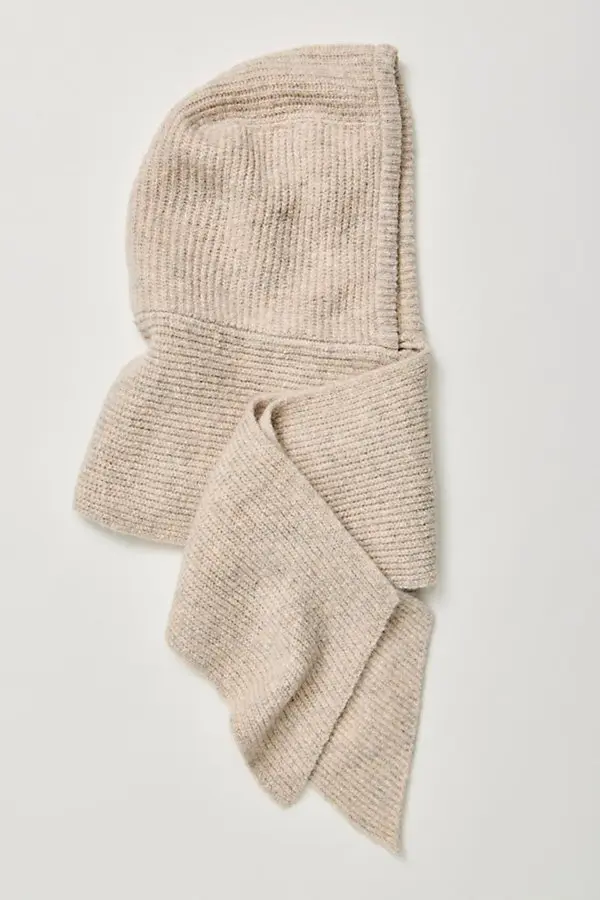 Free People Extra Large Ribbed Knit Balaclava Bonnet - Neutral