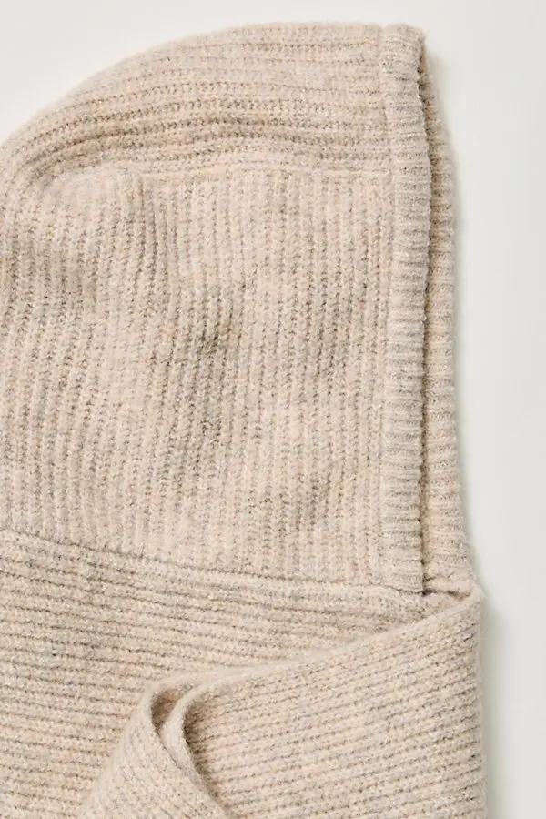 Free People Extra Large Ribbed Knit Balaclava Bonnet - Neutral