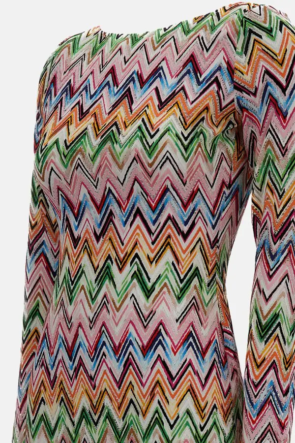 Missoni Long-sleeved Cover-up Dress With Zigzag Pattern