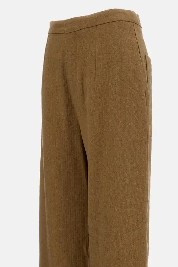 MAISON JEJIA Linen Blend Wide Leg Trousers