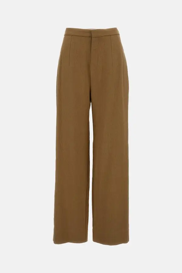 MAISON JEJIA Linen Blend Wide Leg Trousers - Beige