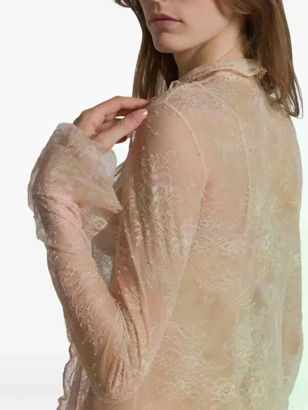 Alberta Ferretti Ruffled Lace Blouse