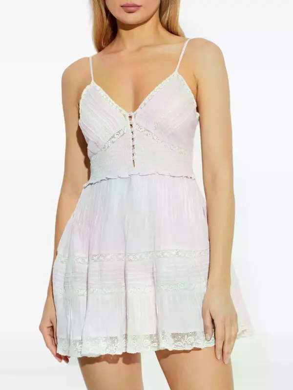 LoveShackFancy Krista Lace-detail Smocked Mini Dress