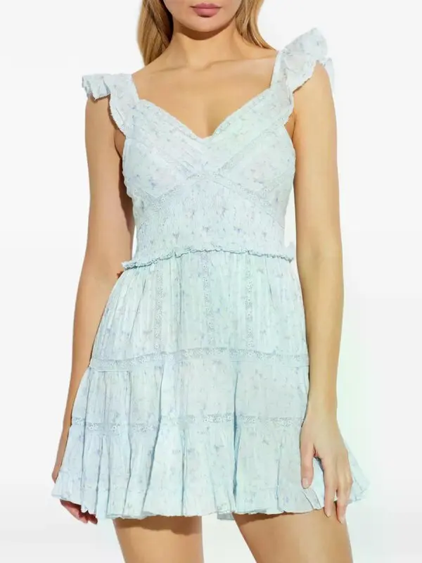 LoveShackFancy Presline Ruffled Floral-print Mini Dress