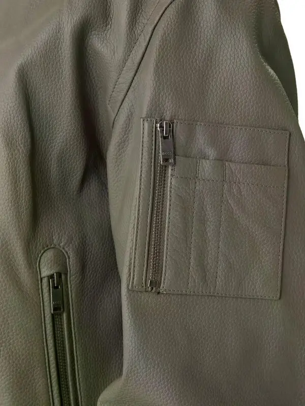 BOSS Jakri Ribbed Leather Jacket