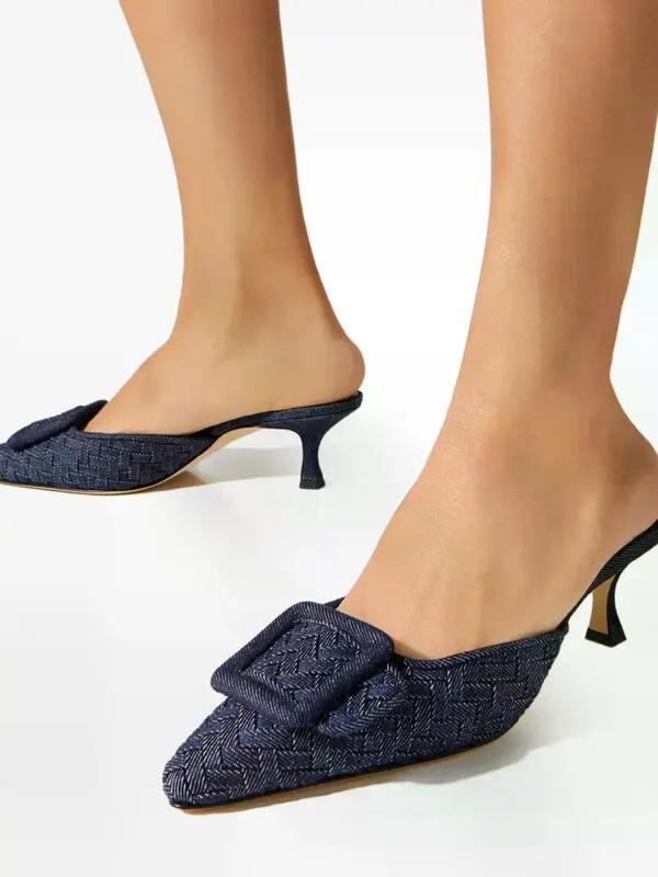 Manolo Blahnik Buckle Pointed Mules