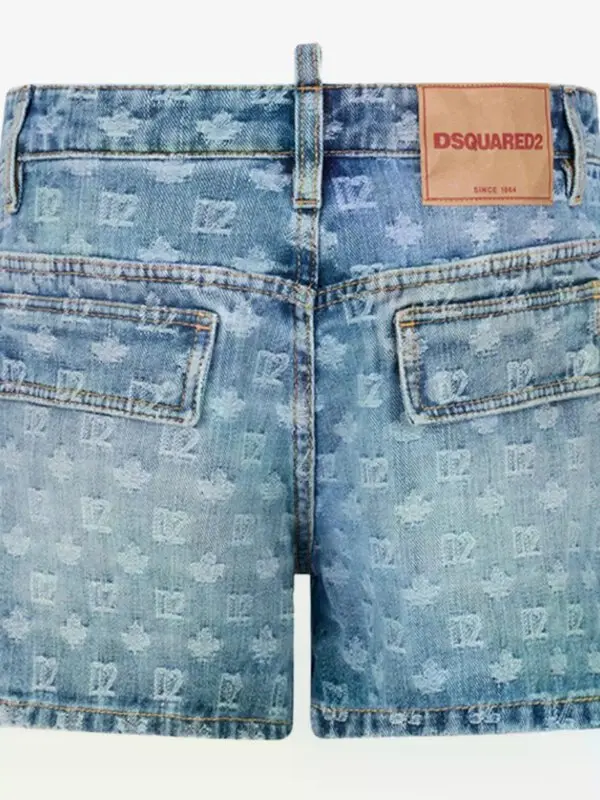 Dsquared2 Logo Monogram Denim Cargo Shorts