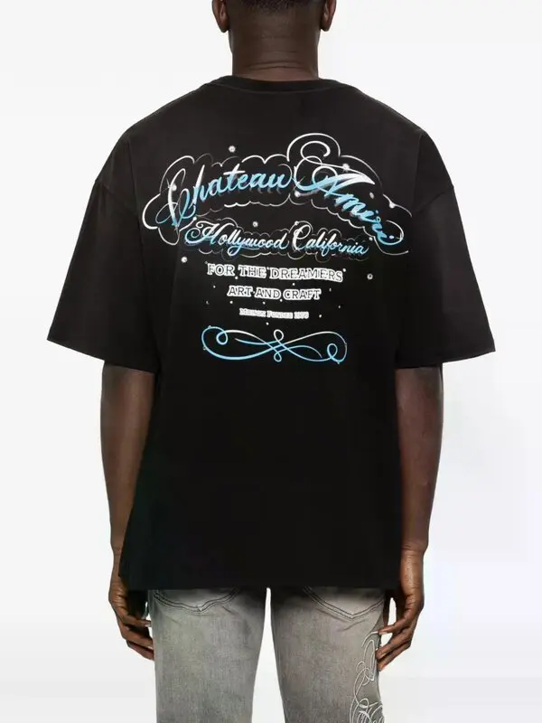 Amiri Crystal Chateau Script Oversized T-shirt