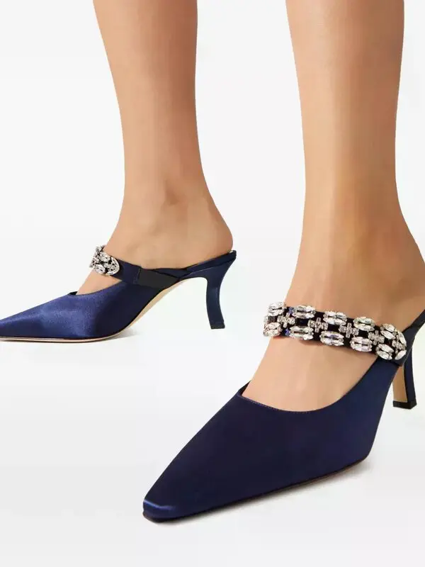 Manolo Blahnik Tamolmu Embellished Mules - Blue