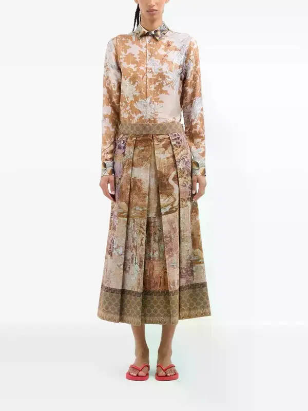 PIERRE-LOUIS MASCIA Salato Printed Pleated Skirt