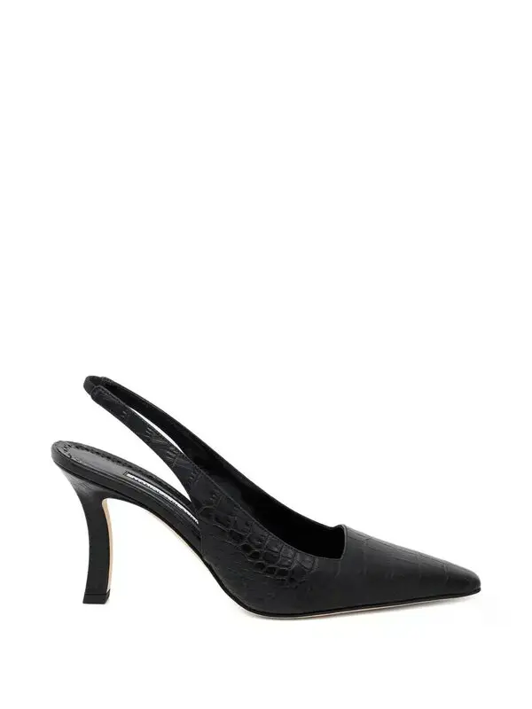 Manolo Blahnik Moirasli Embossed Pointed-toe Pumps - Black