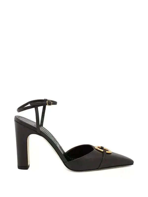 Manolo Blahnik Pointed-toe Buckled Leather Pumps - Black