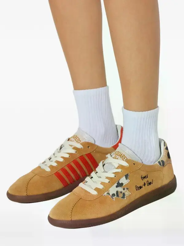 Dsquared2 Leaf-appliqué Lace-up Sneakers - Neutrals