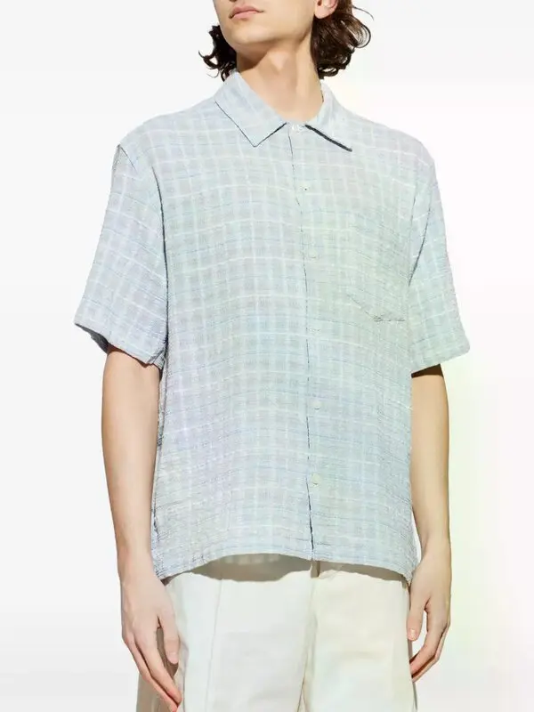 SAMSOE SAMSOE Checked-pattern Chest-pocket Shirt - Blue