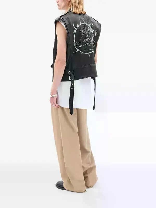 ANN DEMEULEMEESTER Sleeveless Leather Biker Jacket