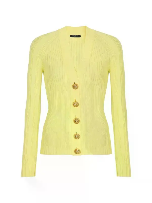 Balmain V-neck Buttoned Cardigan - Yellow