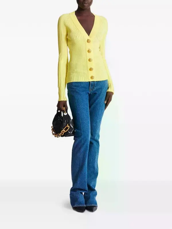 Balmain V-neck Buttoned Cardigan - Yellow