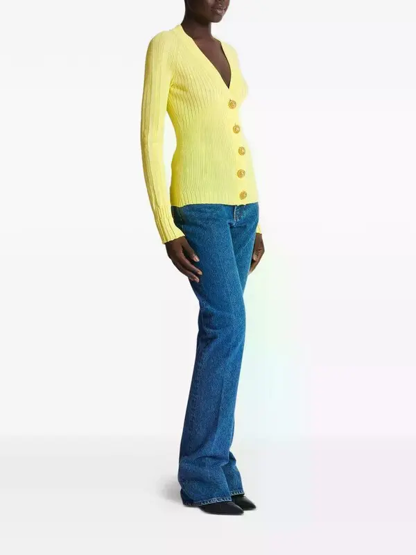 Balmain V-neck Buttoned Cardigan - Yellow