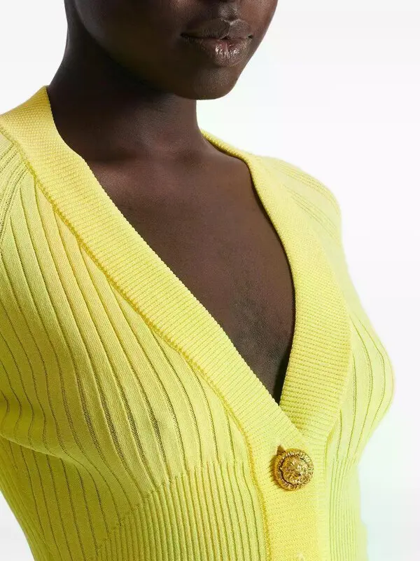 Balmain V-neck Buttoned Cardigan - Yellow