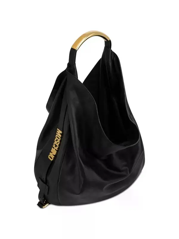 Moschino Leather Shoulder Bag With Metal Lettering Handle