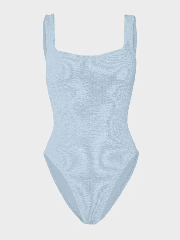 Hunza G Square Neck One Piece Swimsuit - Metallic Ice Blue