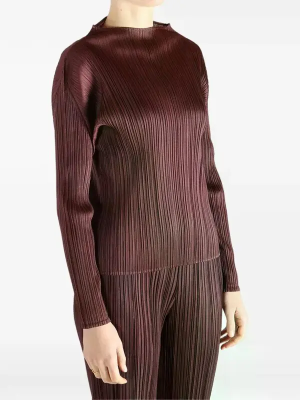 Issey Miyake Pleated Long-sleeve Top