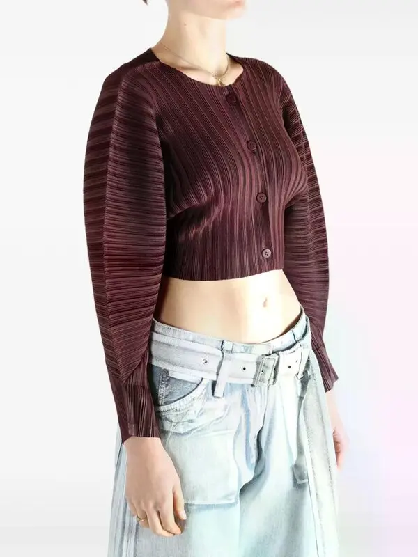 Issey Miyake Pleated Buttoned Cardigan