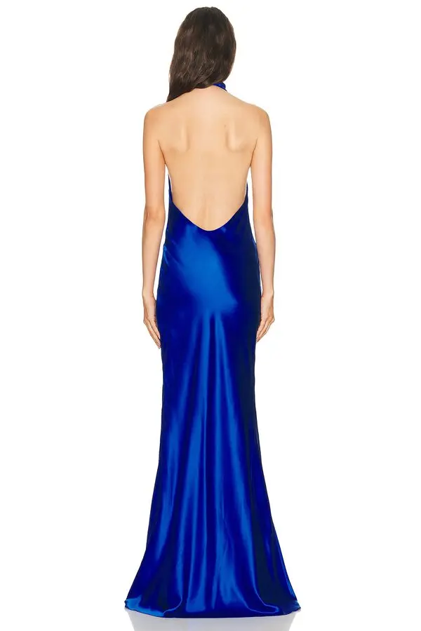 THE SEI Halter Drape Bias Gown - Sapphire
