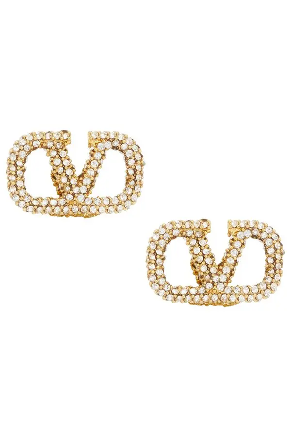 Valentino Garavani Vlogo Signature Earrings - Oro 18 & Crystal Silver Shade