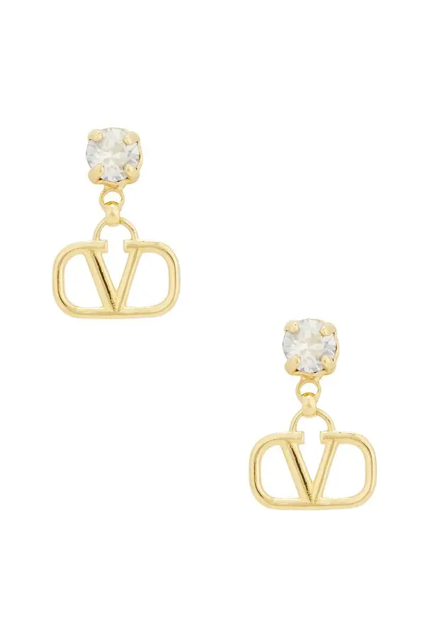 Valentino Garavani Vlogo Signature Pendant Earrings - Oro 18 & Crystal Silver Shade