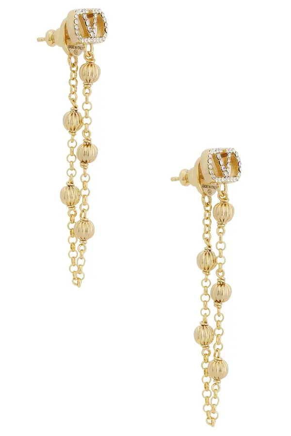 Valentino Garavani Vlogo Signature Dangle Earrings - Oro & Crystal