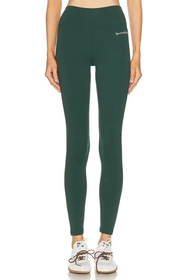 SPORTY & RICH Serif Logo Legging In Dark Green