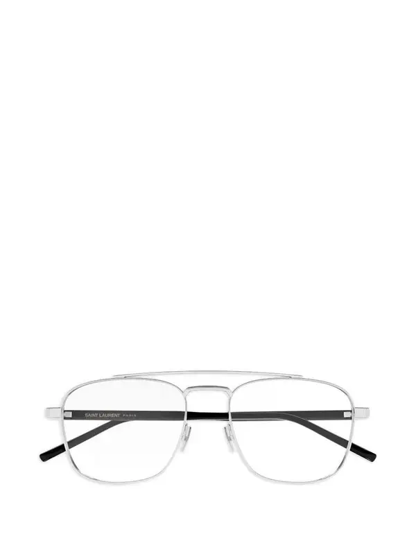 Saint Laurent Double-bridge Square-frame Glasses - Silver
