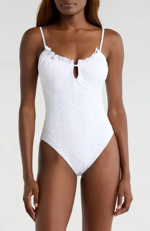 Polo Ralph Lauren Eyelet Keyhole One-piece Swimsuit - White
