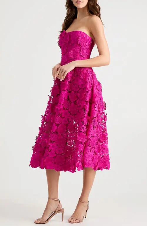 HELSI Florence 3d Floral Embroidered Fit & Flare Cocktail Dress - Fuchsia