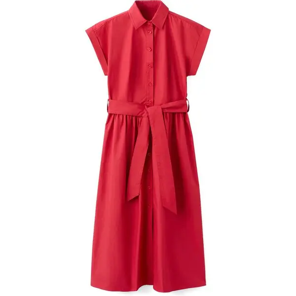 Mango Tie-belt Shirtdress - Red