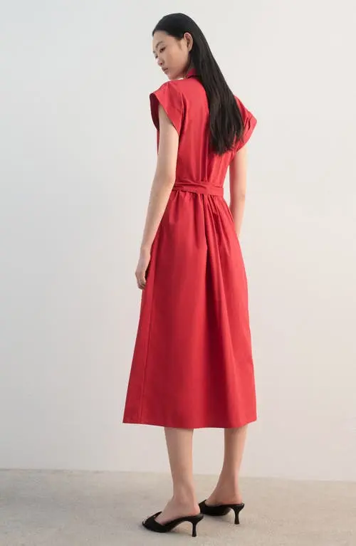 Mango Tie-belt Shirtdress - Red