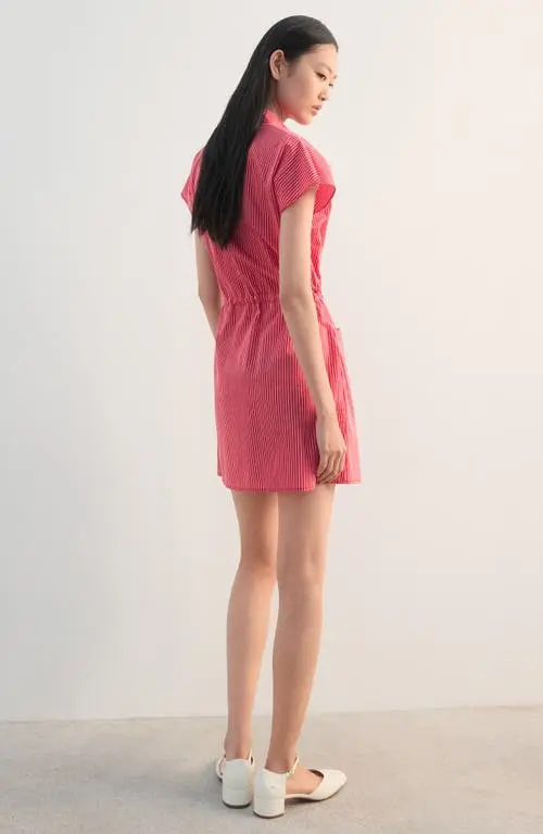 Mango Stripe Tie Waist Shirtdress