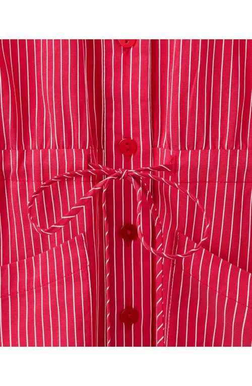 Mango Stripe Tie Waist Shirtdress