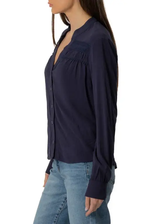 Kut From The Kloth Adrie Lace Trim Top - Navy