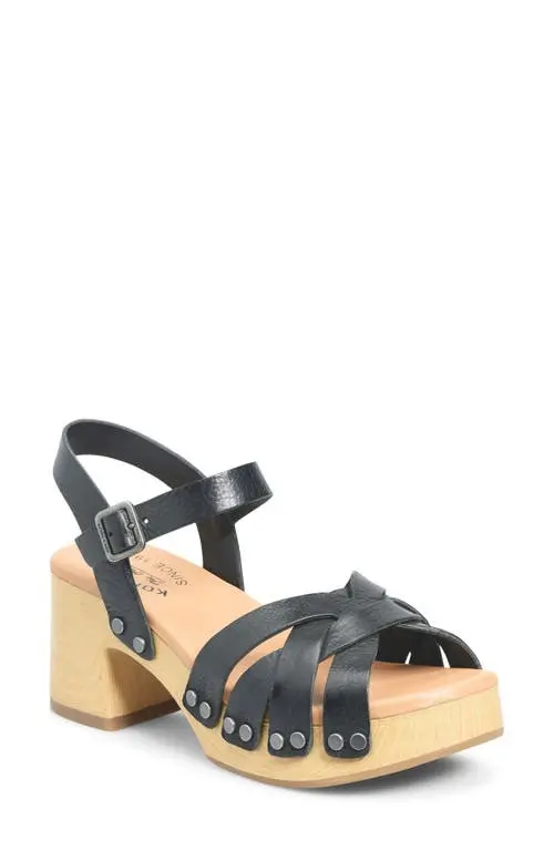 KORK-EASE® Ester Platform Sandal - Black Leather