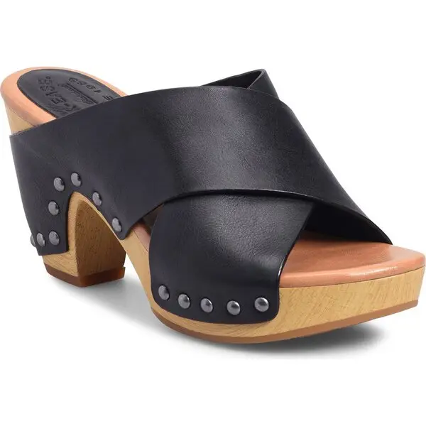 Kork-Ease® Gracie Platform Mule Sandal - Black Fullgrain