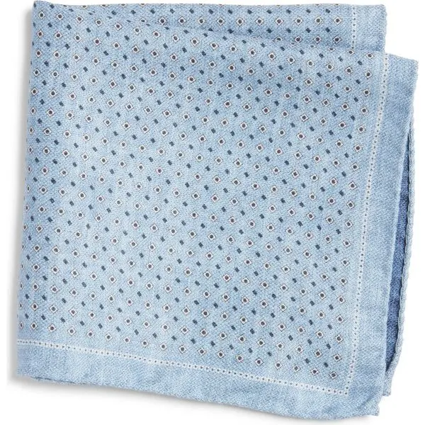 JACK VICTOR Muriel Reversible Silk Pocket Square - Blue